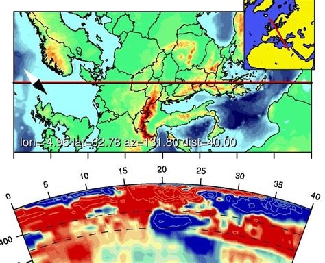 Seismic Tomography Section Across The Subduction Beneath The Hellenic