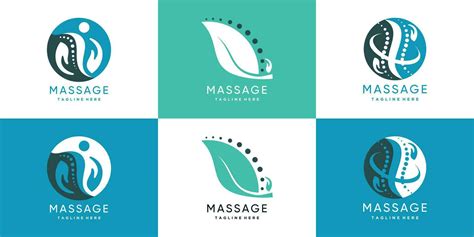 Massage Logo Design Collection For Back Bone Therapy With Creative
