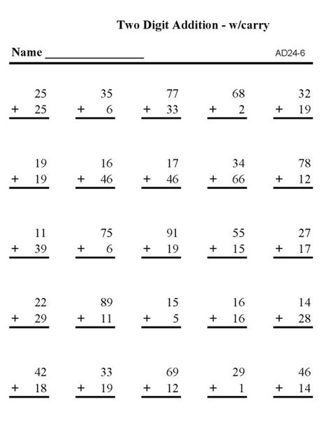 Bluebonkers Printable Math Sheets Addition 2 Digit Numbers P6