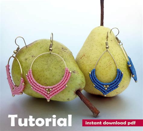 Macrame Earrings Tutorial 10 Micro Macrame Pattern Pdf Etsy