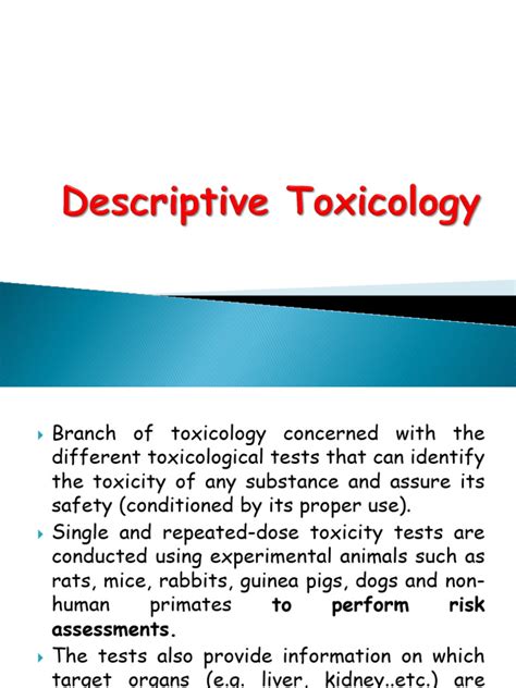 Descriptive Toxicology Pdf Toxicity Animal Testing