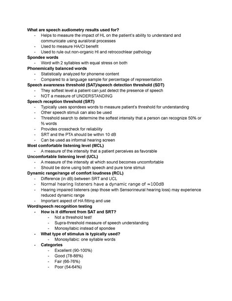 Comd 390 Chapter 6 Lecture Notes What Are Speech Audiometry