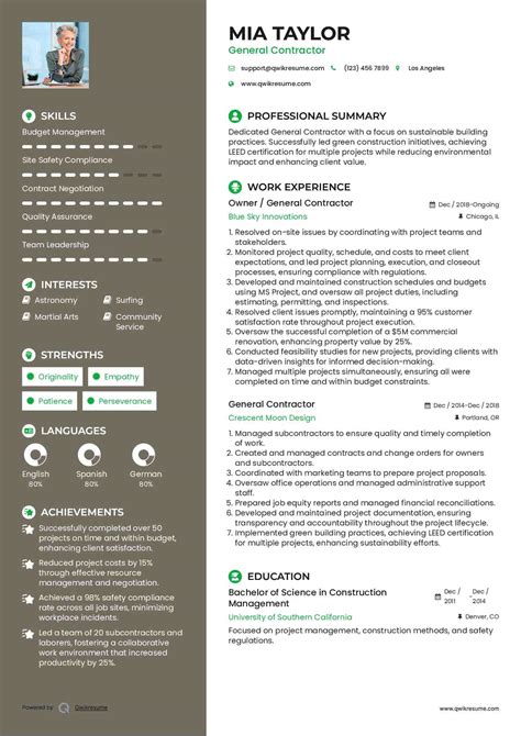 10 General Contractor Resume Samples And Templates For 2026