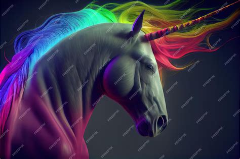 Premium Ai Image Realistic Rainbow Unicorn Ai Generated