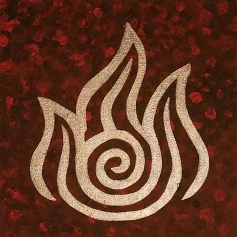 Avatar The Last Airbender Handpainted Canvas Fire Nation Symbol By