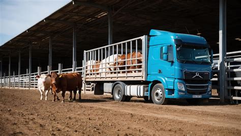 Un Camión Que Transporta Vacas Muestra La Ganadería Rural Imagen