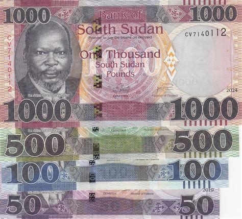 Banknote South Sudan Series Of 4 Banknotes 50 100 500 1000 Pounds