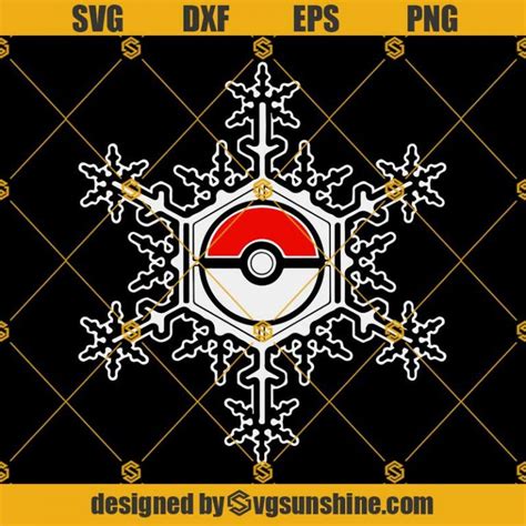 Pokemon Christmas Svg Snowflake Pokeball Svg Snowflake Svg