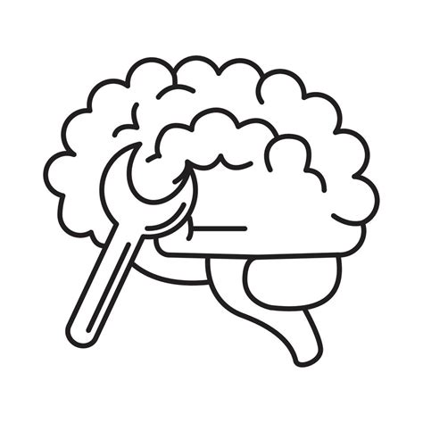 Alzheimer Disease Mind Wrench Tools Decrease In Mental Human Ability Line Style Icon 13263232