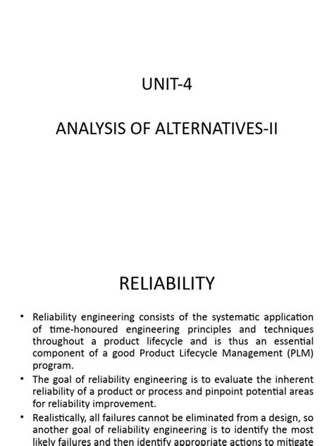 Unit 4 Analysis Of Alternatives Ii Download Free Pdf Reliability
