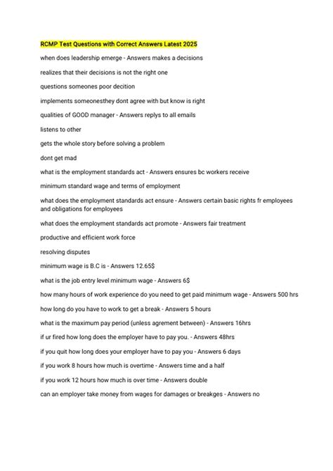 Rcmp Test Questions With Correct Answers Latest 2025 Rcmp Stuvia Us