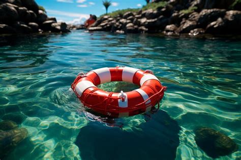 Premium Ai Image Red Lifeguard Oy In The Sea