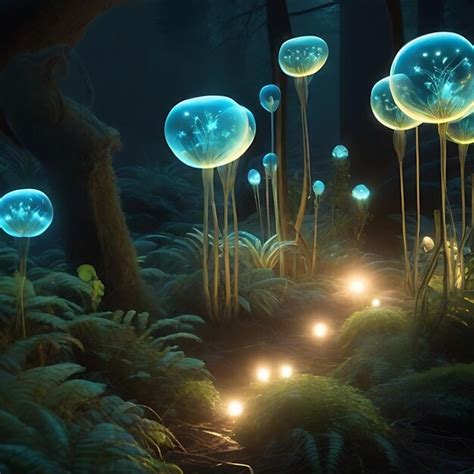 Premium Ai Image Generate An Otherworldly Forest With Bioluminescent