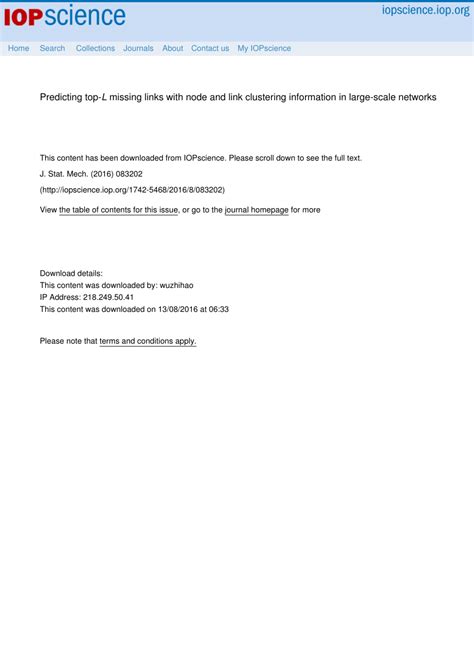 Pdf Predicting Top L Missing Links With Node And Link Clustering