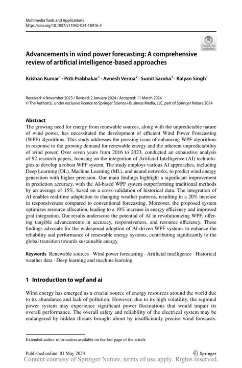 Advancements In Wind Power Forecasting A Comprehensive Review Of Artificial Intelligence Based