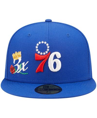 New Era Royal Philadelphia 76ers 3x Nba Finals Champions Crown 59fifty Fitted Hat In Bluewhite