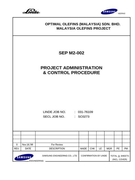 Project Administration Control Procedure Pdf