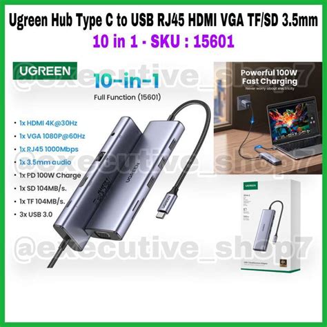 Jual Ugreen Hub Type C Usb Rj45 Hdmi Vga Tf Sd 3 5mm 10 In 1 Sku