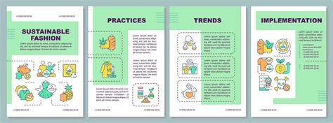 2d Green Sustainable Fashion Brochure Template Leaflet Design With Thin Linear Icons 4 Vector