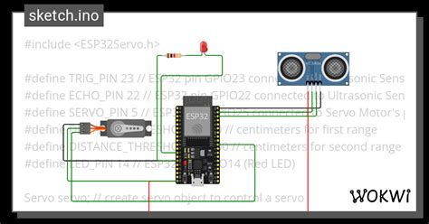 Ultrasonic Sensor LED Servo Wokwi ESP32 STM32 Arduino Simulator
