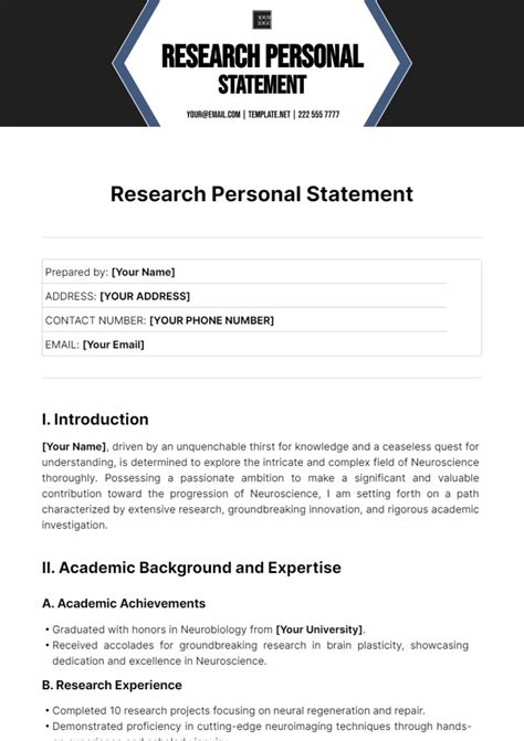 Free Research Personal Statement Template To Edit Online
