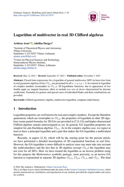 pdf logarithm of multivector in real 3d clifford algebras