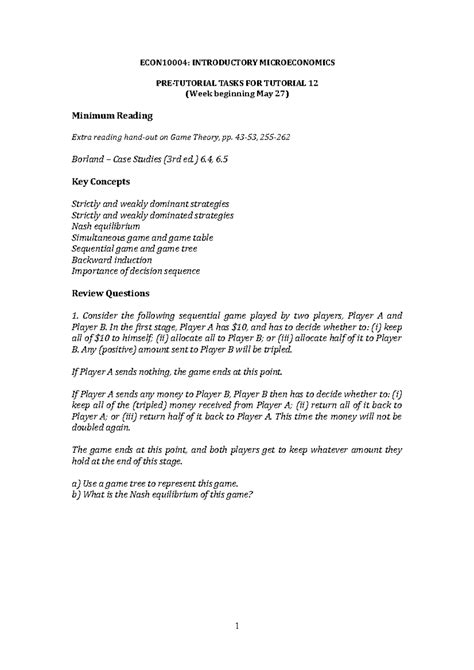 Week Tutorial Work ECON INTRODUCTORY MICROECONOMICS PRE