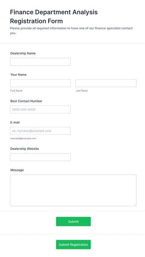Finance Analysis Registration Form Template Jotform