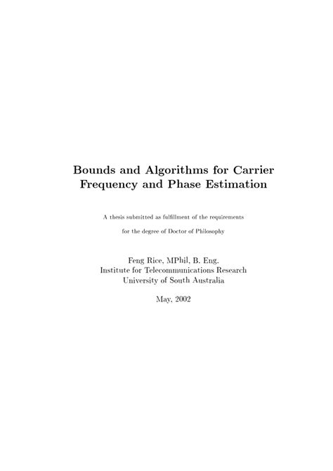 Pdf Bounds And Algorithms For Carrier Frequency And Phase Estimation