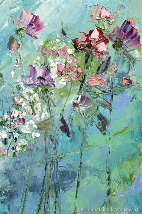 Интерьерная картина маслом на холсте цветы букет в интернет магазине на Ярмарке Мастеров