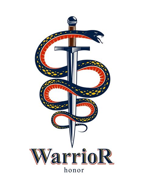 뱀과 단검 뱀은 검 벡터 빈티지 문신을 감싸고 삶은 싸움 개념 비유적 로고 또는 고대 상징의 상징입니다 프리미엄 벡터