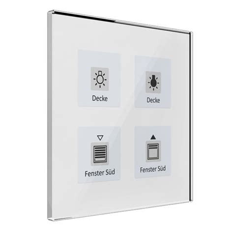 BE GT04W 01 Üveg gomb 4 es süllyesztett fehér KNX Érintő és nyomógombok MDT KNX Glass