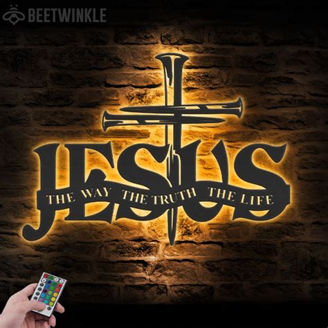 Jesus The Way The Truth The Life Metal Wall Art Led Light Christ Sign