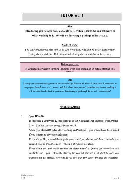 Tutorial 1 Swirl Pdf Command Line Interface Computer File