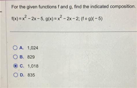 Solved For the given functions f ﻿and g, ﻿find the indicated | Chegg.com