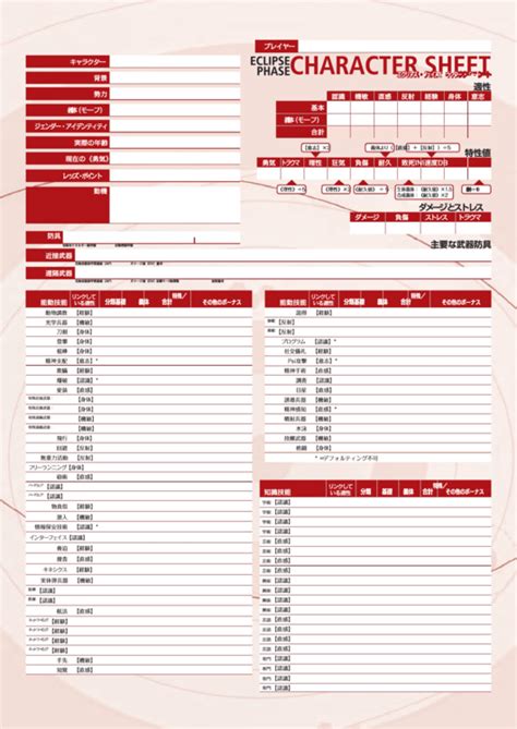 Top 7 Eclipse Phase Character Sheets Free To Download In PDF Format