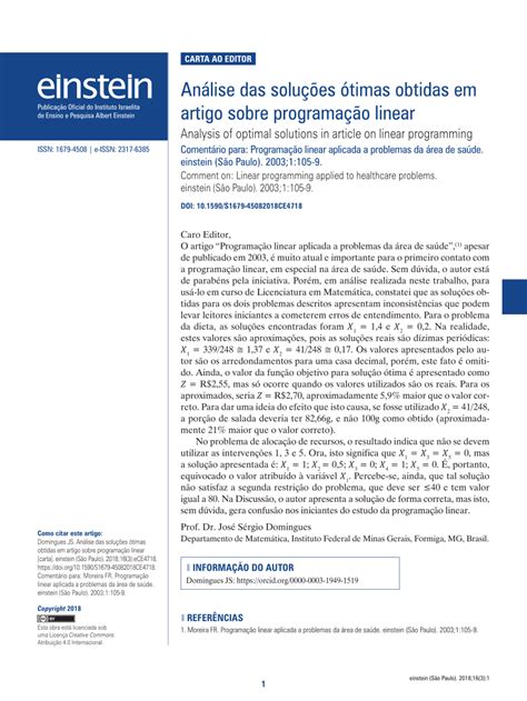 Pdf Analysis Of Optimal Solutions In Article On Linear Programming