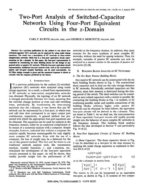 Pdf Two Port Analysis Of Switched Capacitor Networks Using Four Port Equivalent Circuits In