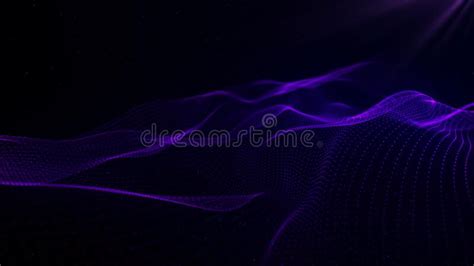 Wave Of Particles Futuristic Dots Pattern On Dark Background Big Data Digital Code Technology