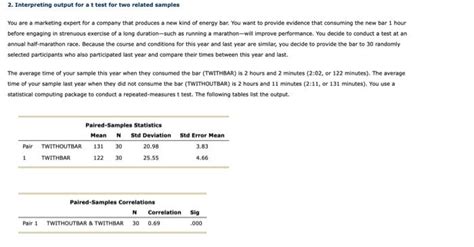 Solved 2 Interpreting Output For A Test For Two Related
