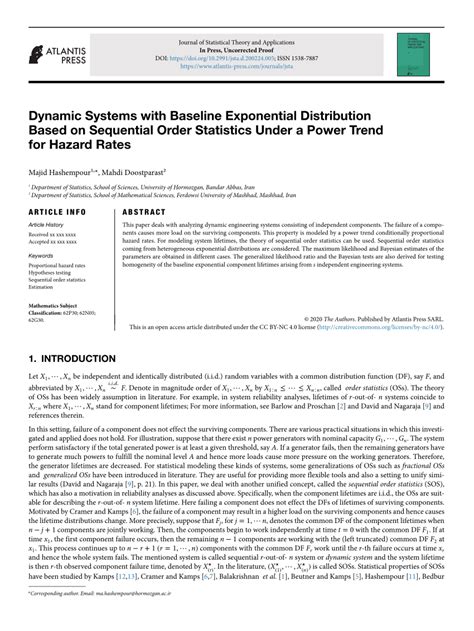Pdf Dynamic Systems With Baseline Exponential Distribution Based On Sequential Order