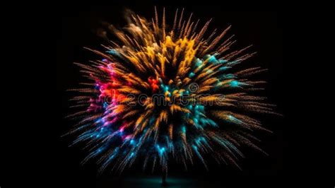 Bright Colourful Fireworks Generative Ai Stock Illustration