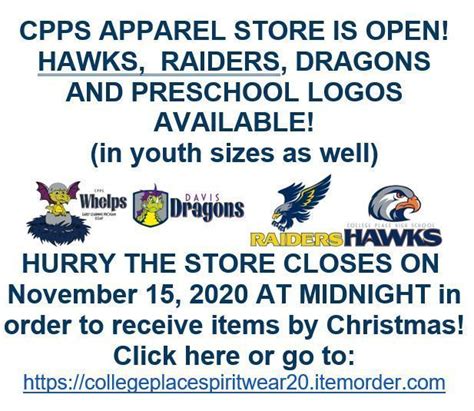 Cpps Apparel Store Is Open District Office