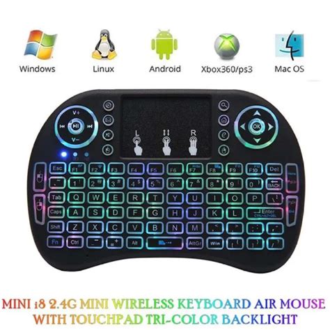 Vinovo I8 Mini Keyboard 2 4ghz 3 Color Backlight Wireless Mini Keyboard With Touchpad Lazada Ph