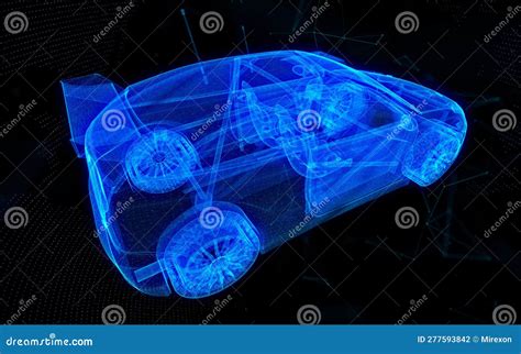 Modern Car Frame With High Tech Ui Details In Dark Environment Stock