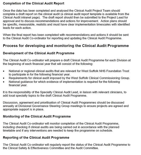 Clinical Audit Report Templates Report Template Audit Research Methods