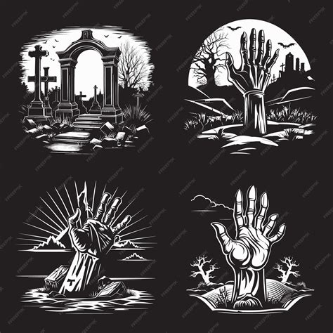Premium Vector Scary Zombie Hand Rising From The Grave