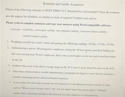 solved reliability and validity assignment which of the
