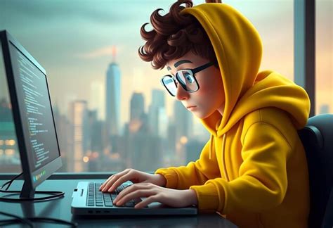 Young Hacker Boy Premium Ai Generated Image