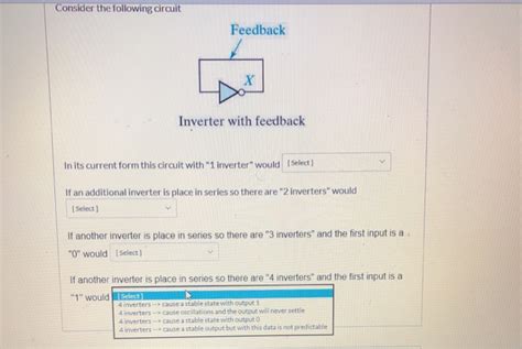 solved consider the following circuit feedback inverter with